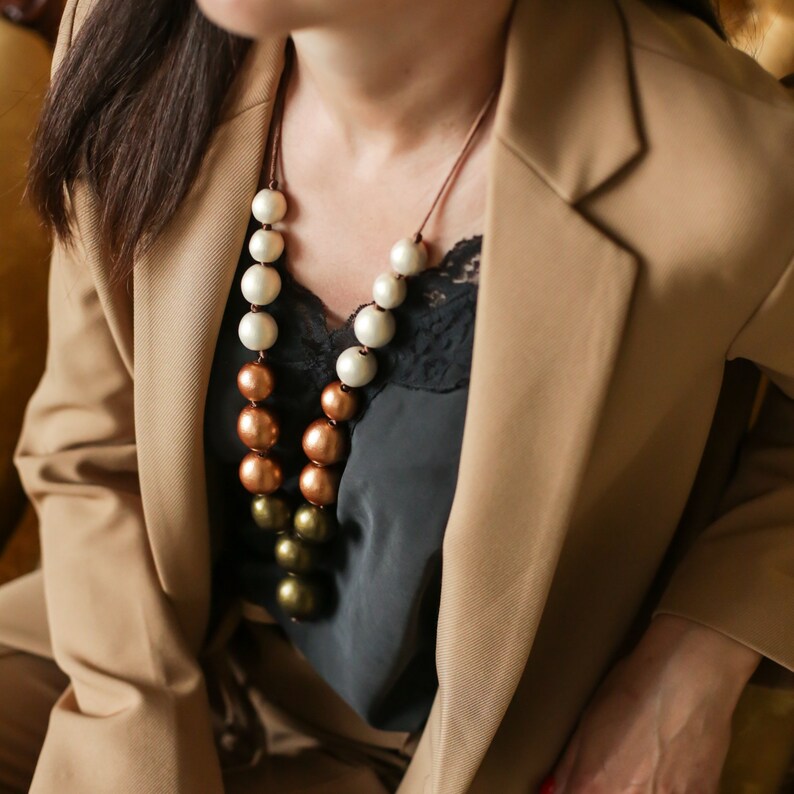 Wooden Necklace for Women Trendy Long Chunky Necklaces. - Etsy