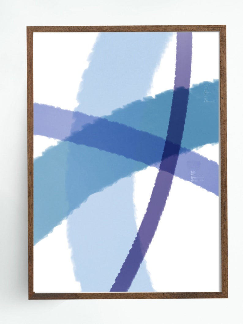 Ilustración de color agua imprimible azul arte de pared abstracta ...