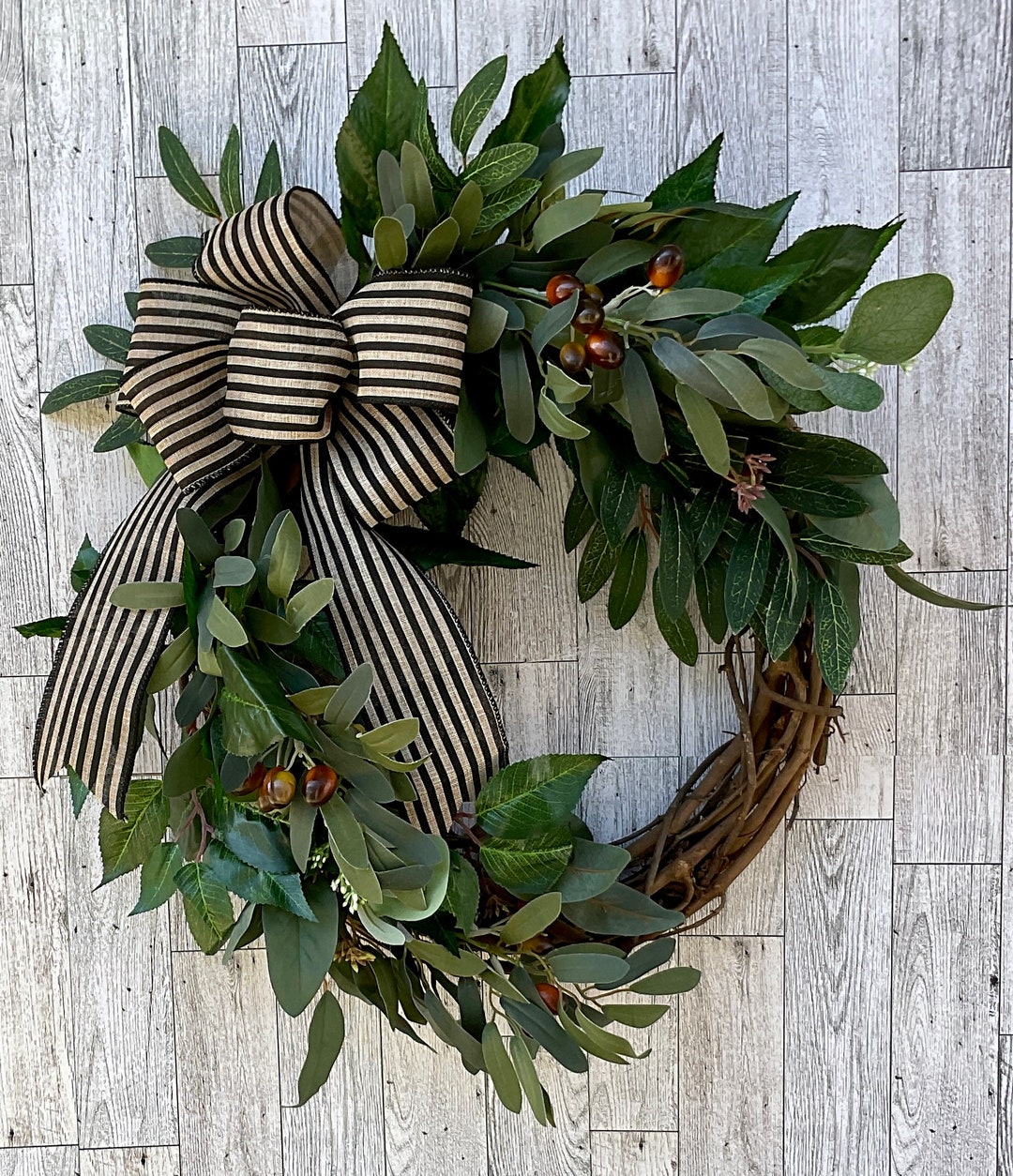 Olive Branch Wreath for Front Door – Farmhouse Grapevine Wreath, Greenery Door Decor, Rustic ...