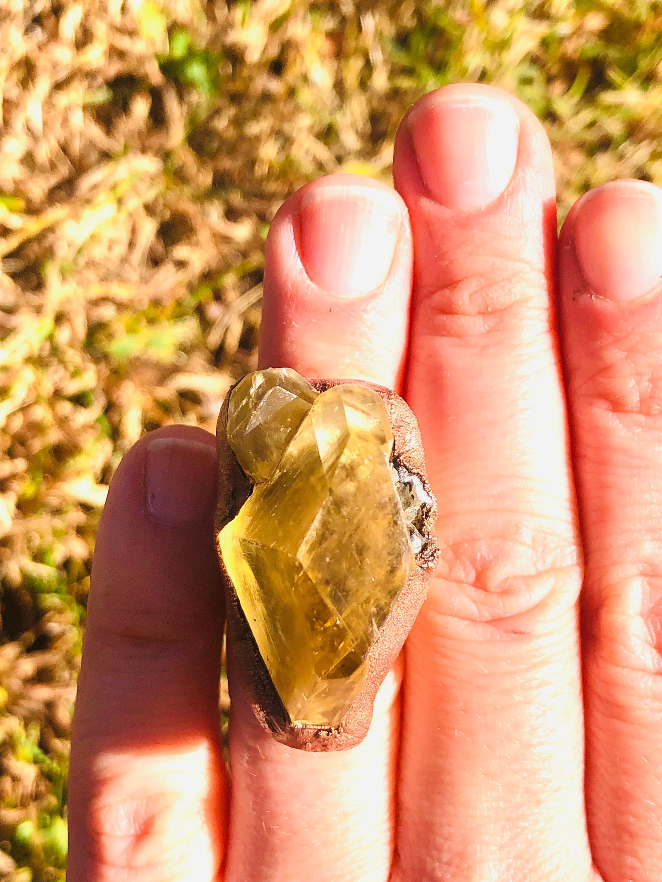 Golden Calcite Copper Ring. Statement Ring. Raw Crystal - Etsy