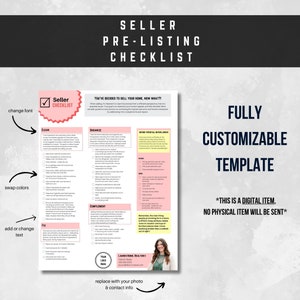 Seller Checklist Template - Real Estate, Pre-listing Editable Checklist ...