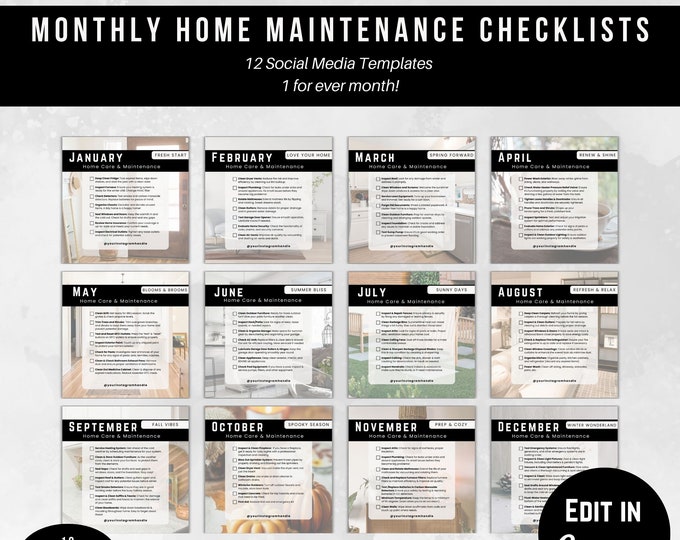 Monthly Home Maintenance Social Media Posts - Templates | Real Estate ...