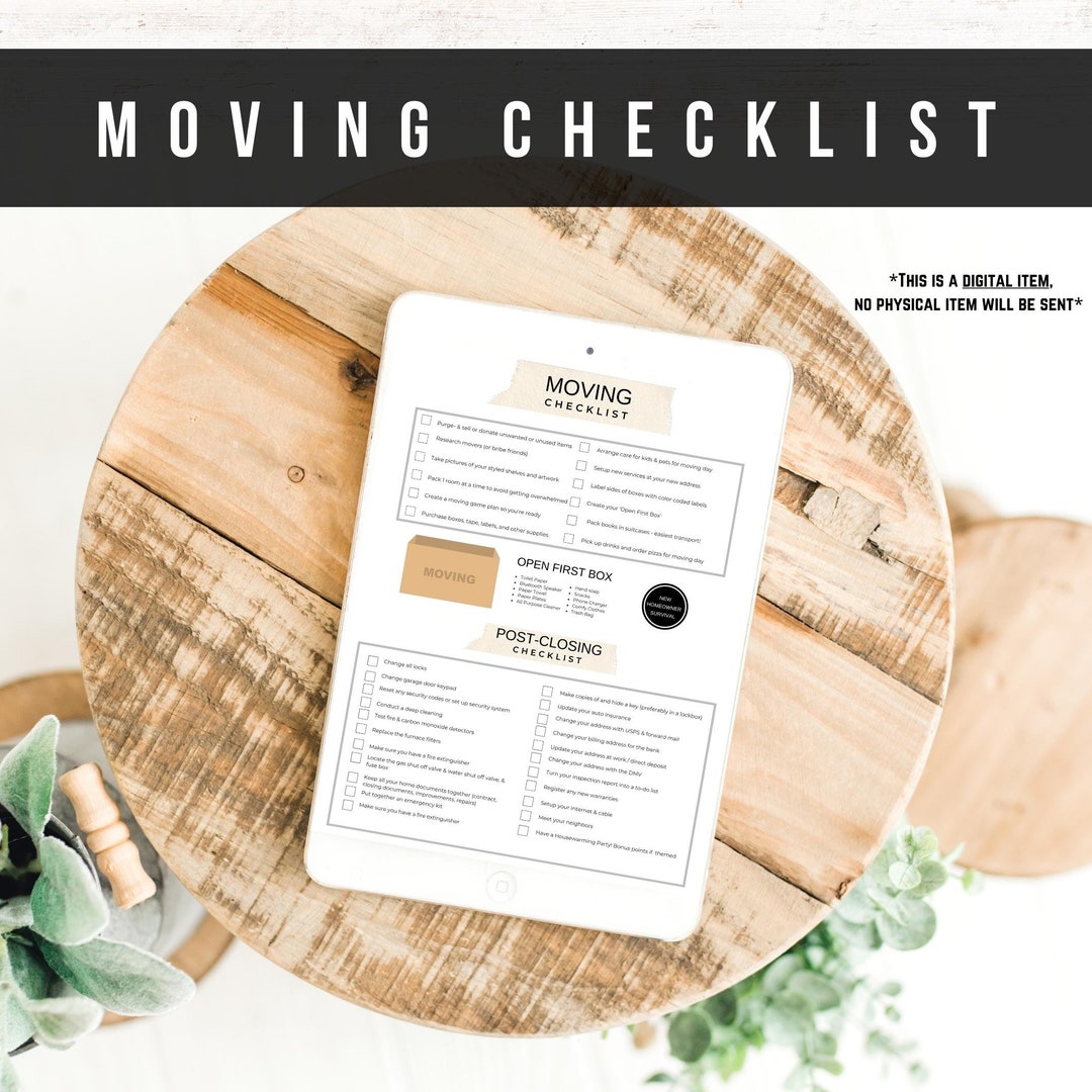 Moving and Post Closing Checklist Template Real Estate - Etsy