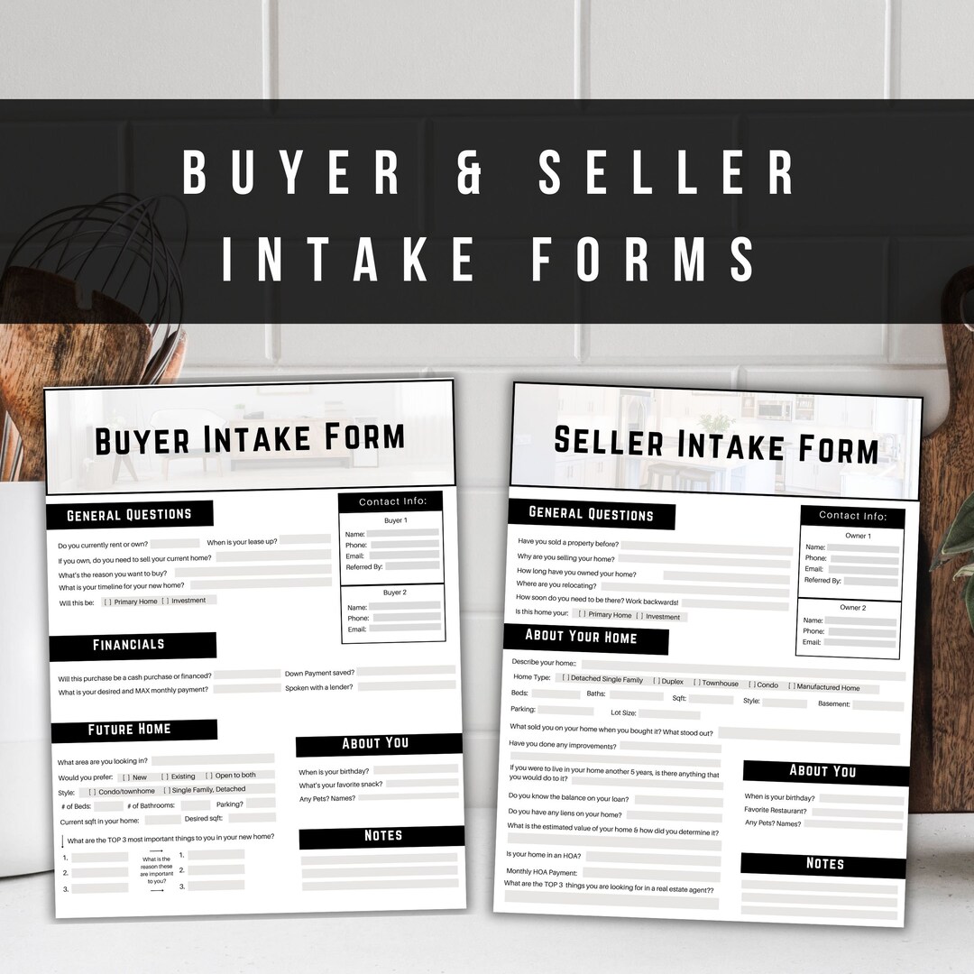 Buyer and Seller Questionnaire - Digital Download | Buyer and Seller ...