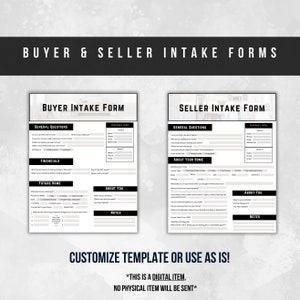 Real Estate Buyer & Seller Intake Form Template (digital Download) - Etsy