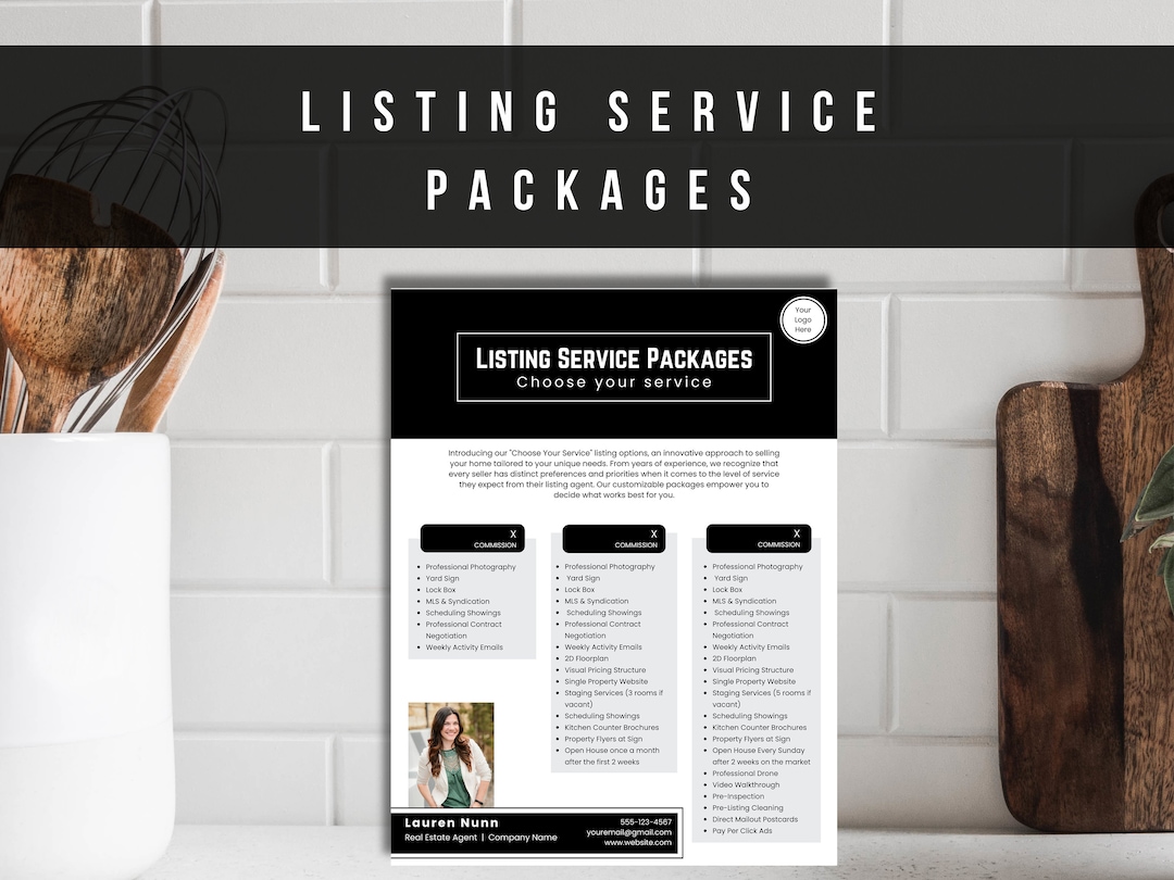 Real Estate Listing Service Template: Commission Packages (canva, 8 ...