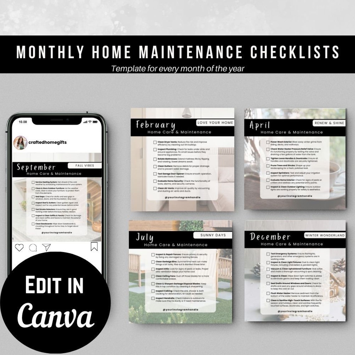 Monthly Home Maintenance Social Media Posts - Templates | Real Estate ...