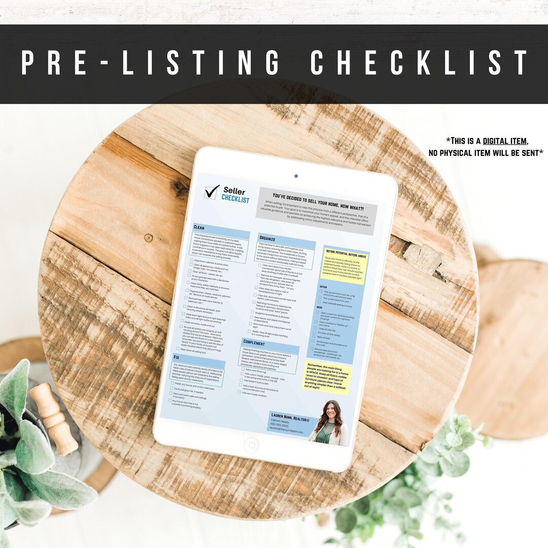 Seller Checklist TEMPLATE - Real Estate Listing Prep, Pre-listing ...