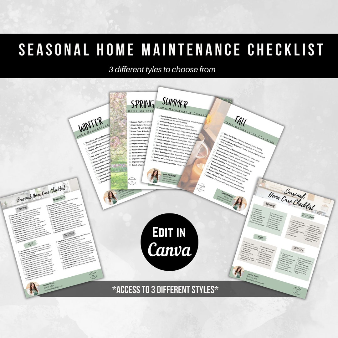 Seasonal Home Maintenance Schedule - Templates - Etsy