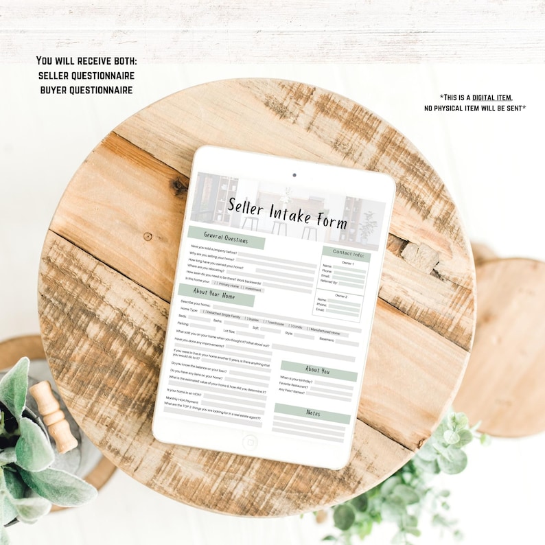 Real Estate Buyer & Seller Questionnaire – Agent Intake Form (canva ...