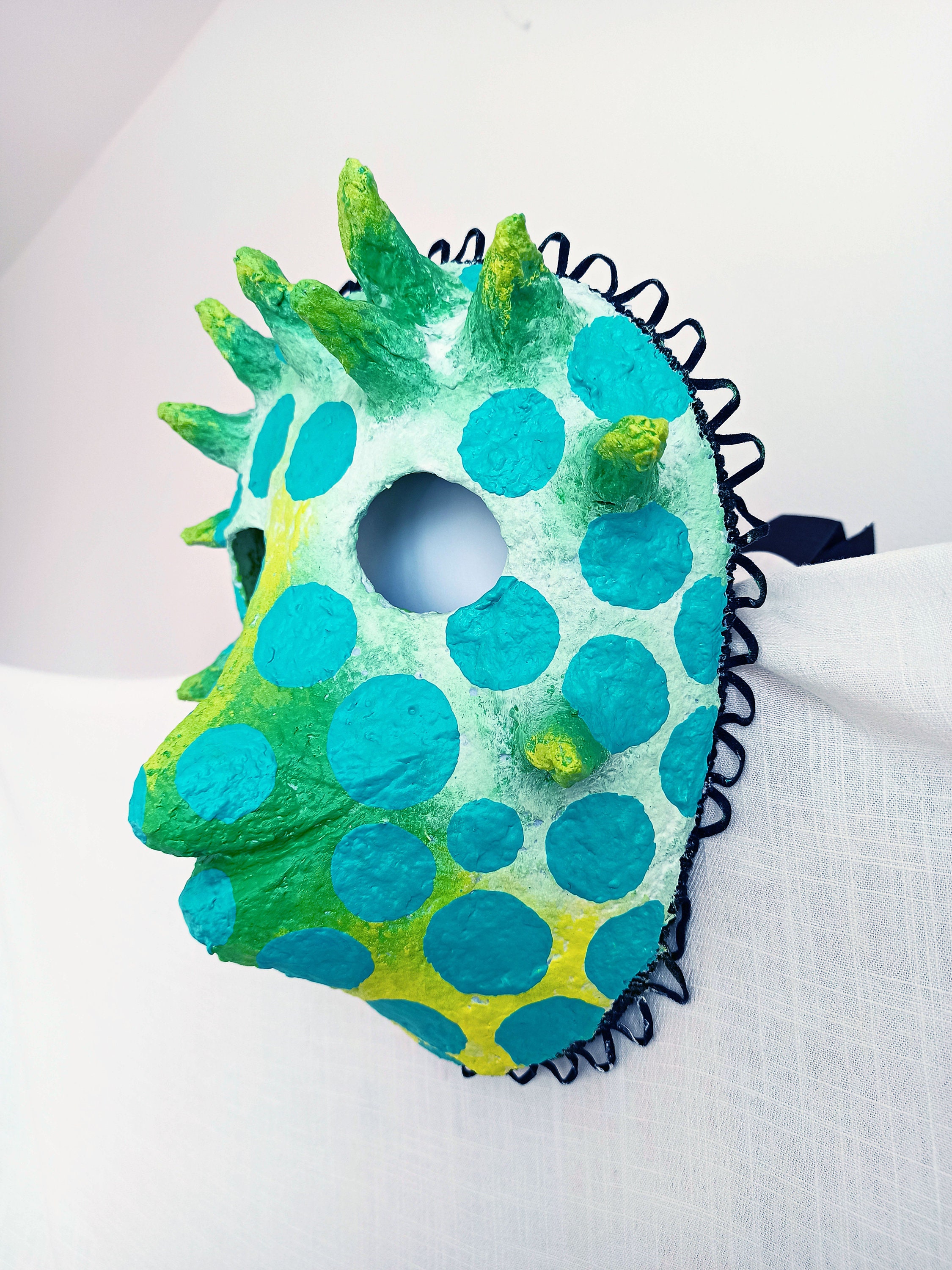 Abstract Green Hedgehog Mask Paper Mache Masquerade Mask - Etsy