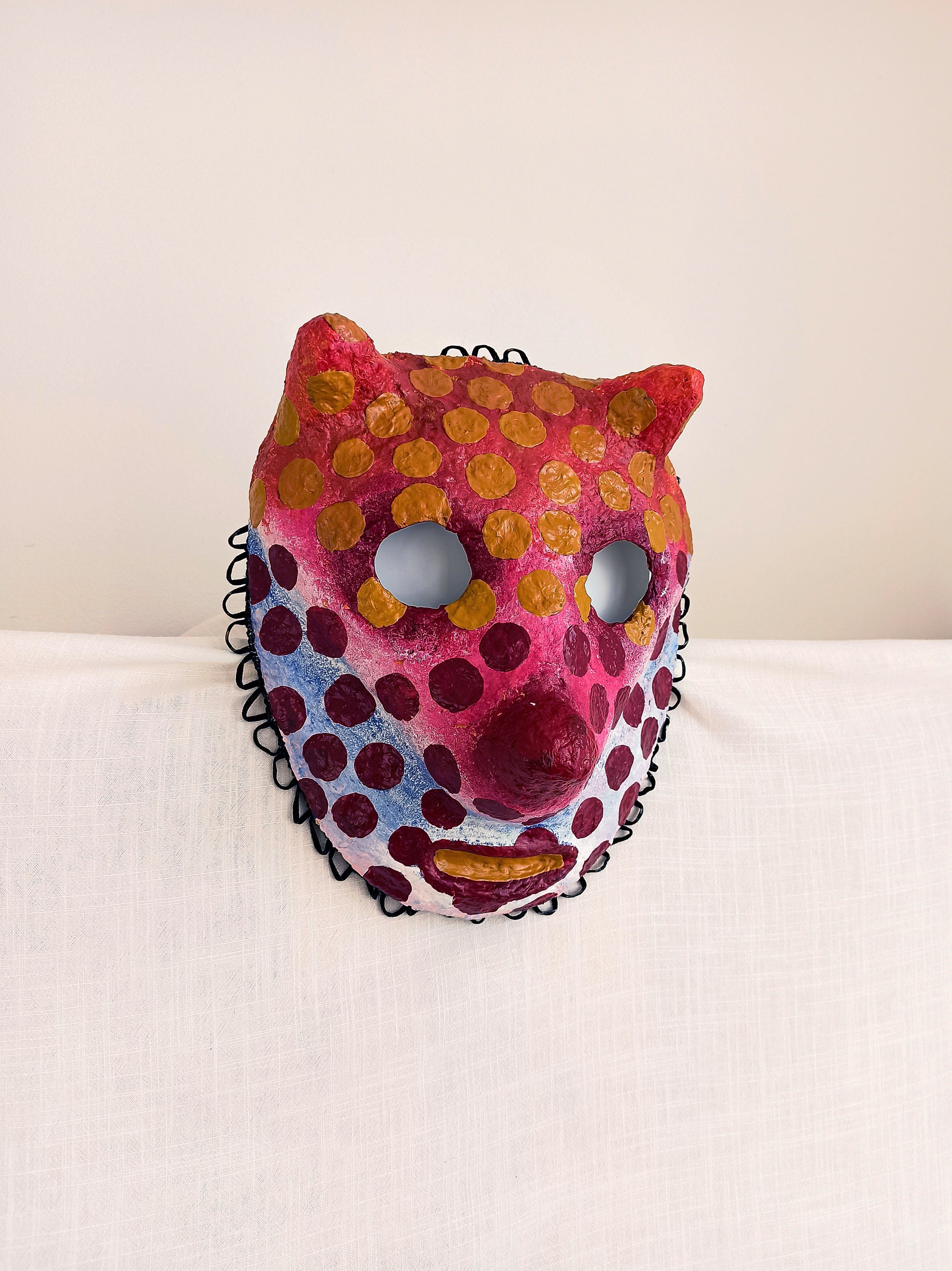 Abstract Pink Fox Mask Animal Mask Paper Mache Masquerade - Etsy