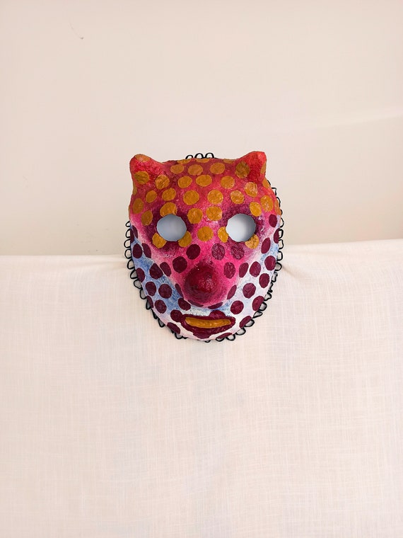 Abstract Pink Fox Mask Animal Mask Paper Mache Masquerade - Etsy