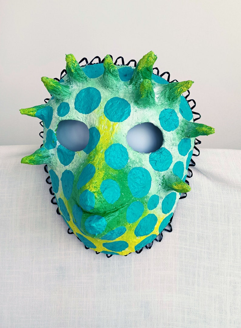 Abstract Green Hedgehog Mask Paper Mache Masquerade Mask - Etsy