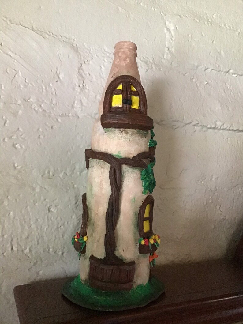 Rustic Cottage on Glass Bottle - Etsy