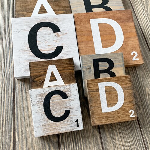 Wall Scrabble Tiles 4.5 Wood Tile Blocks Gallery Wall - Etsy