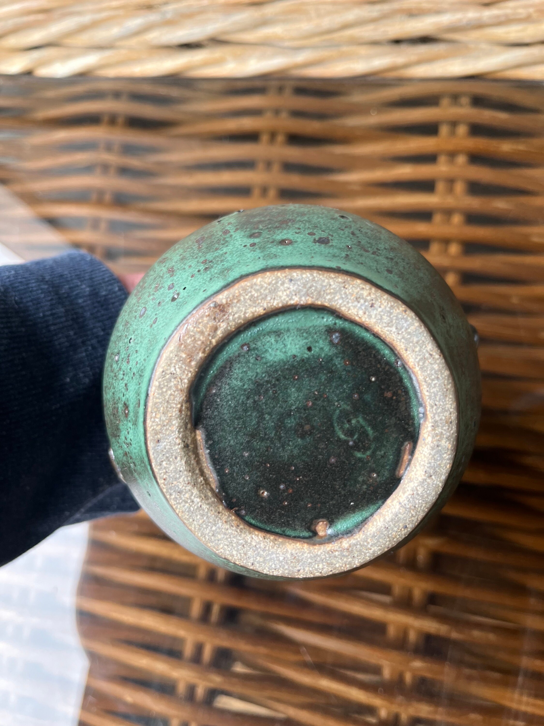 Vintage Studio Art Pottery Head and Shoulders Vase Thick Green Glaze AS ...