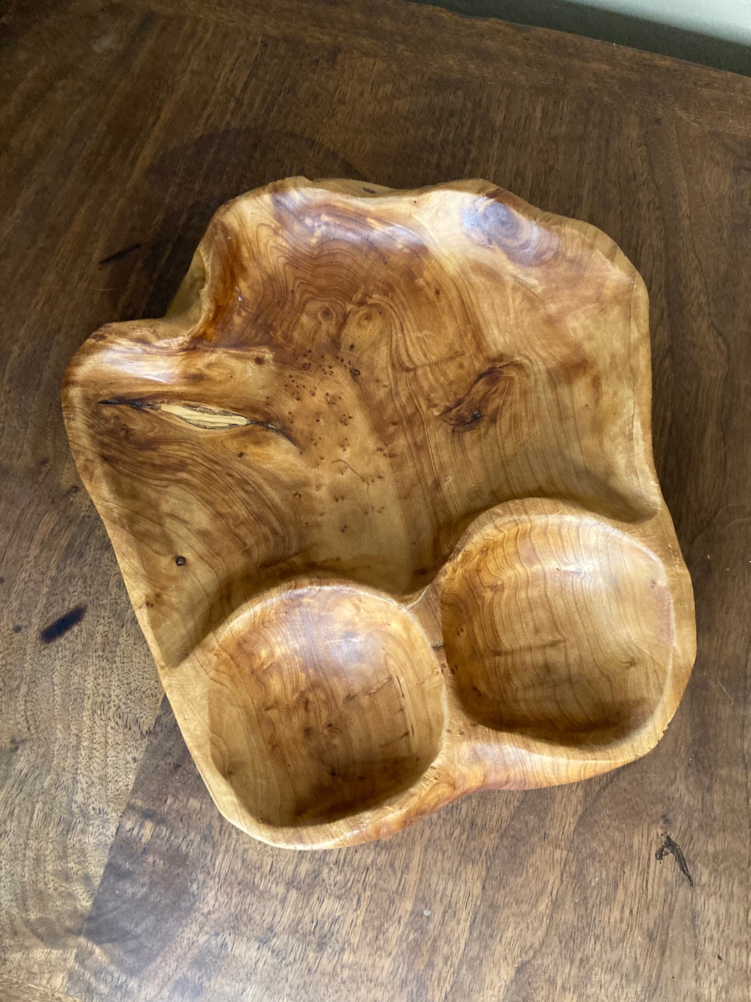 Vintage Burled Wood Tray Divided Tray Living Edge Knot - Etsy