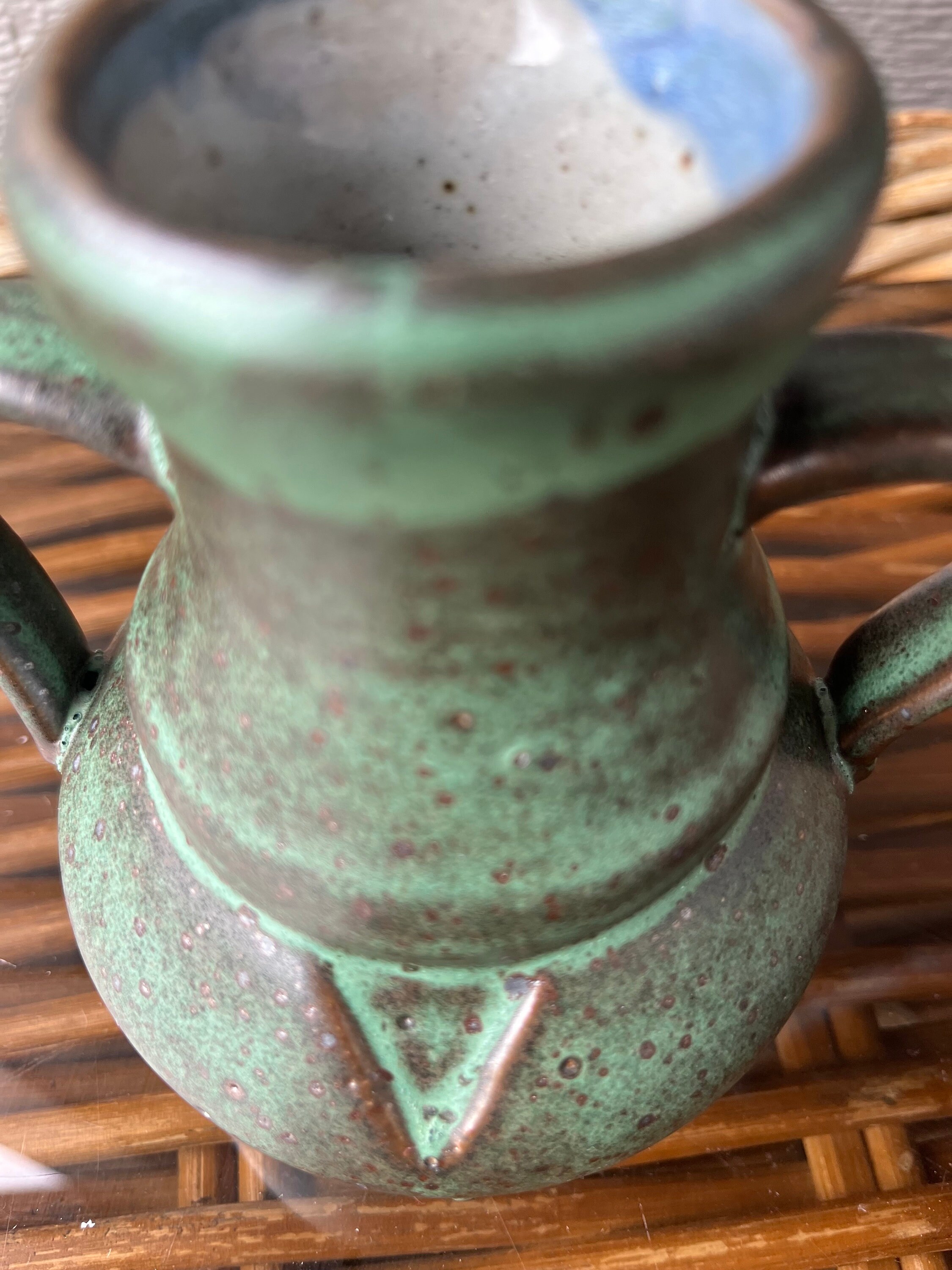 Vintage Studio Art Pottery Head and Shoulders Vase Thick Green Glaze AS ...