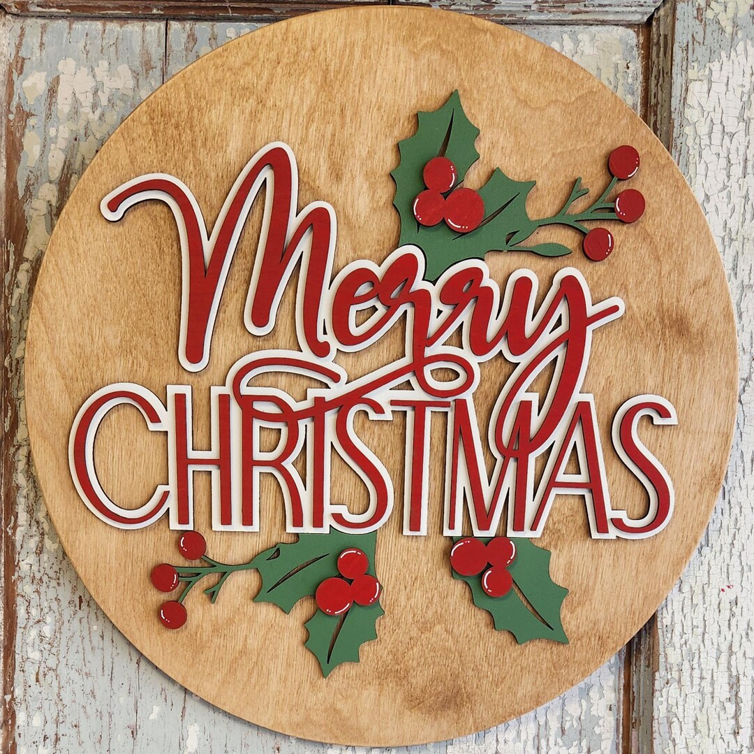 Layered Wood Christmas Door Sign: Holiday Home Decor - Etsy