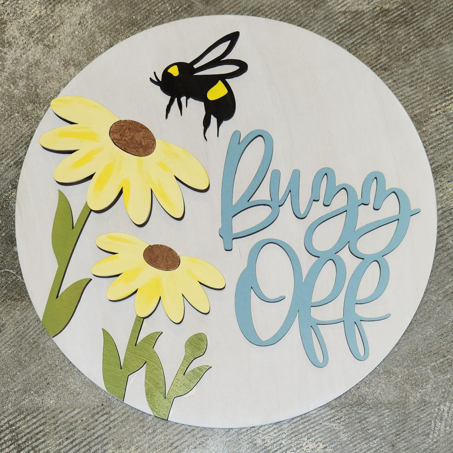 Buzz off Round Door Sign, Snarky Sign, Welcome Sign, Seasonal Sign ...