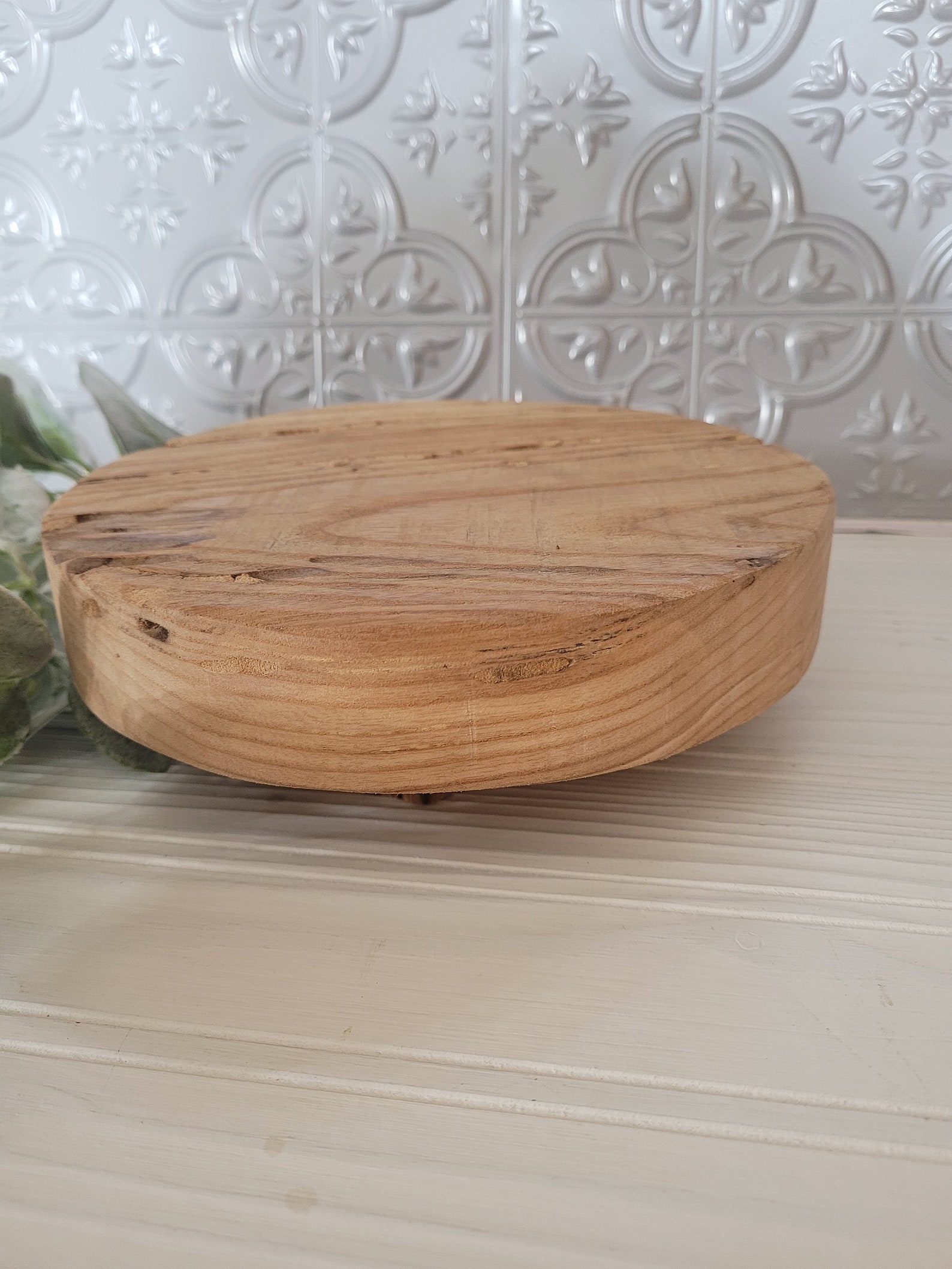 Rustic Reclaimed Wood Round Riser: Farmhouse Tabletop Display - Etsy