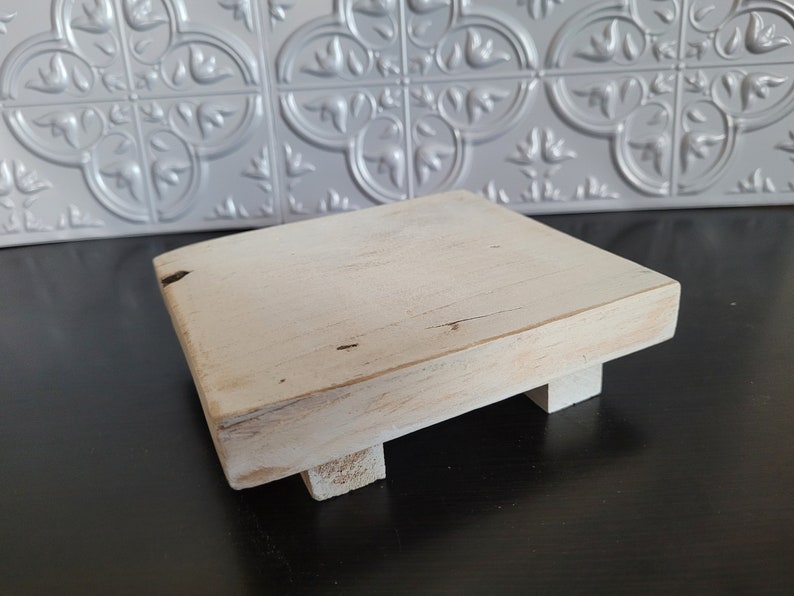 Mini Display Stools Wood Riser White Distressed Tabletop - Etsy