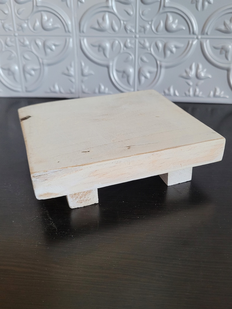Mini Display Stools Wood Riser White Distressed Tabletop - Etsy