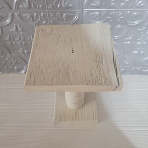 White Distressed Reclaimed Wood Pedestal, Mini Pedestal, Cake Stand ...