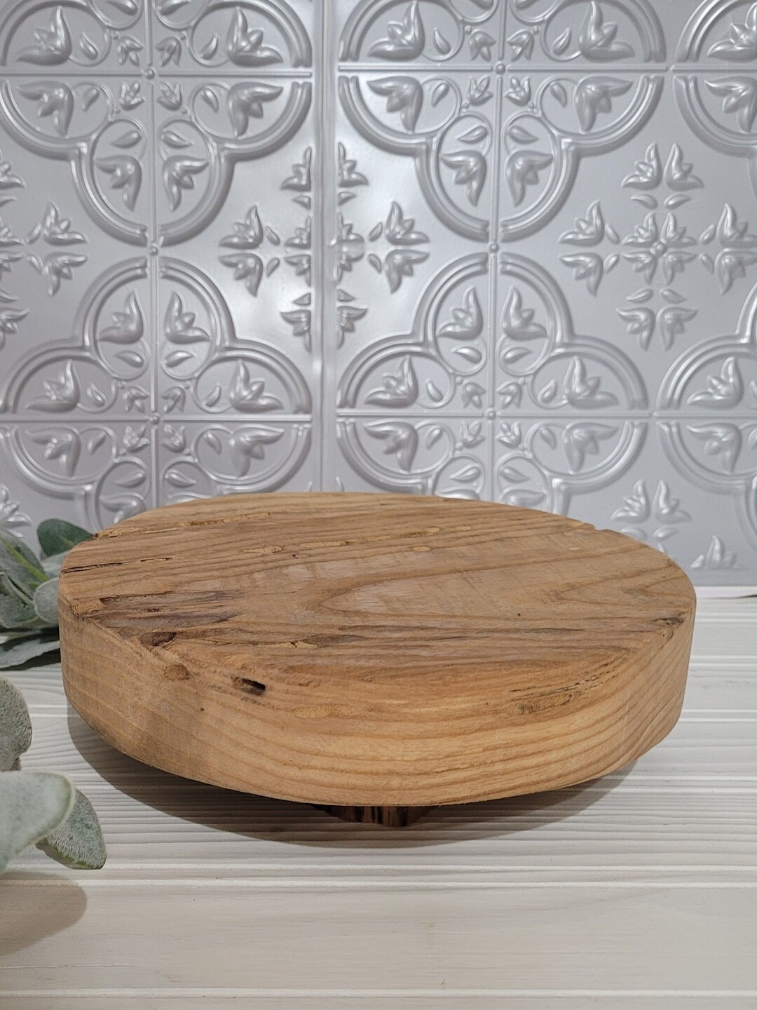 Rustic Reclaimed Wood Round Riser: Farmhouse Tabletop Display - Etsy