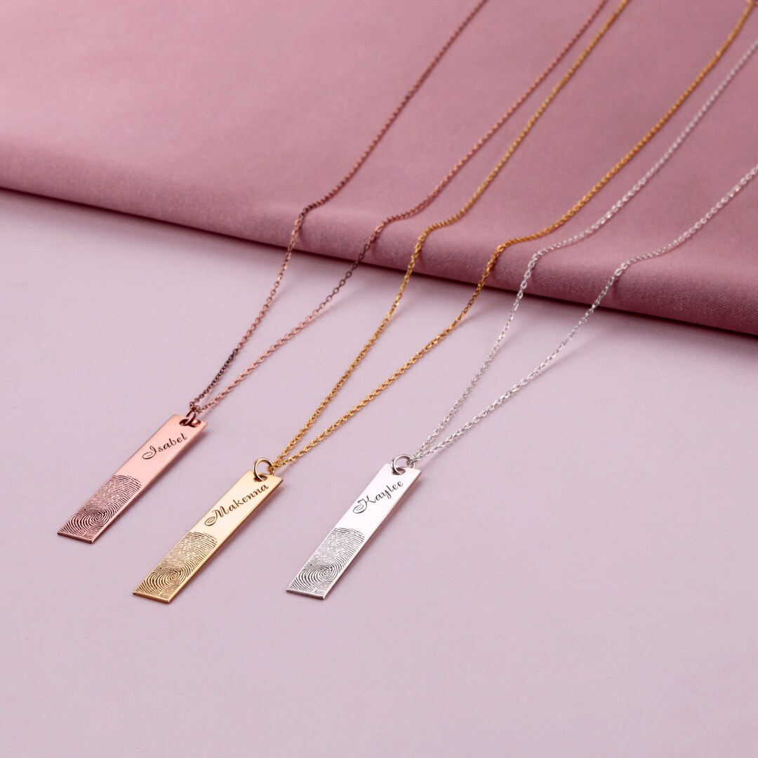 Exact Fingerprint Necklace, Handwriting Necklace, Engraved Necklace ...
