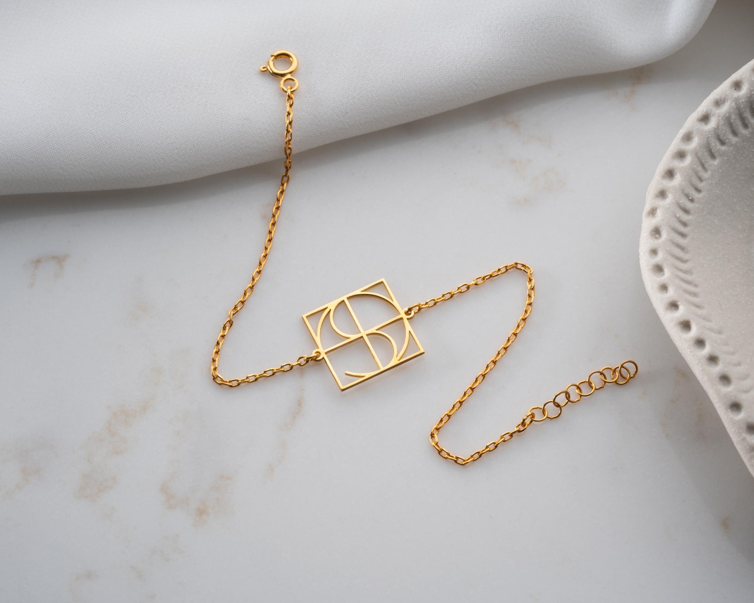 Personalized Monogram Bracelet, Custom Name Logo Jewelry, 925 Sterling ...