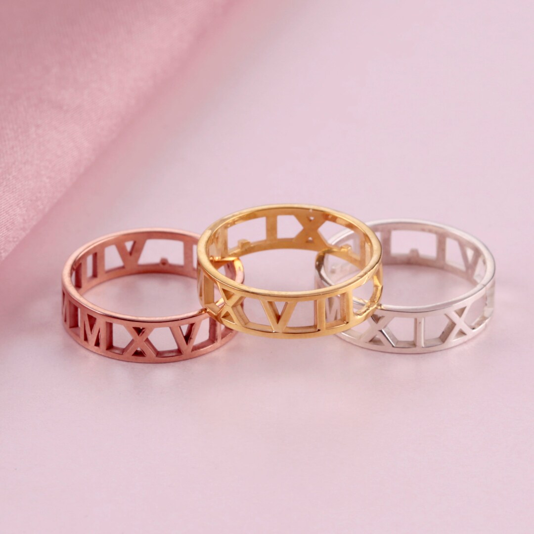 Roman Numerals Ring, Ring for Woman, Engrave Ring, Anniversary Gift ...