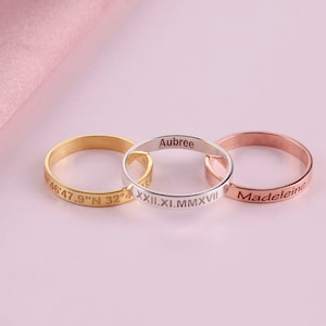 Engraved Rings, Wedding Day Gift, Personalized Rings, Stacking Rings ...