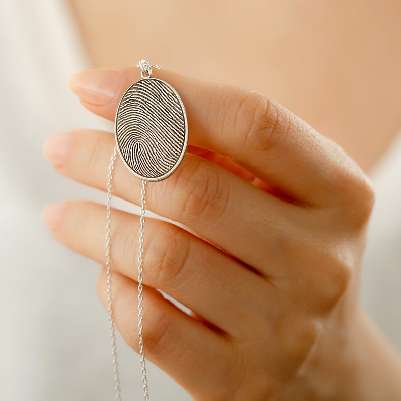Fingerprint Necklace Engraved Necklace Fingerprint Jewelry - Etsy