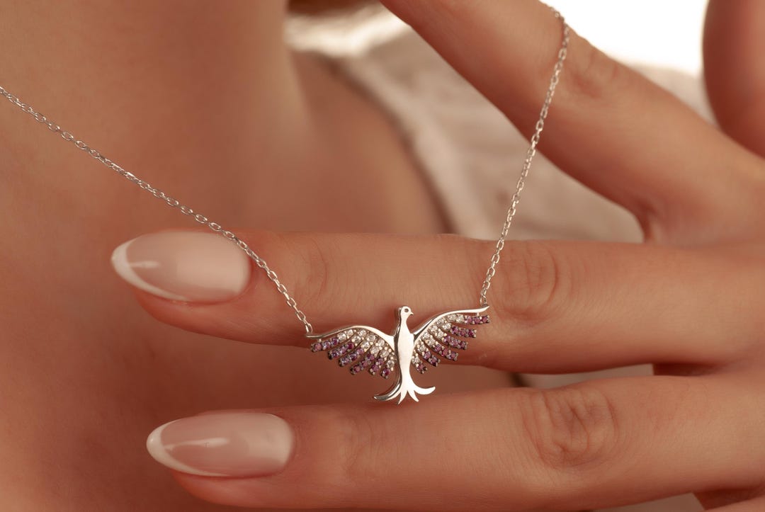 Phoenix Necklace 925 Sterling Silver, Firebird Pendant, Rebirth Jewelry ...