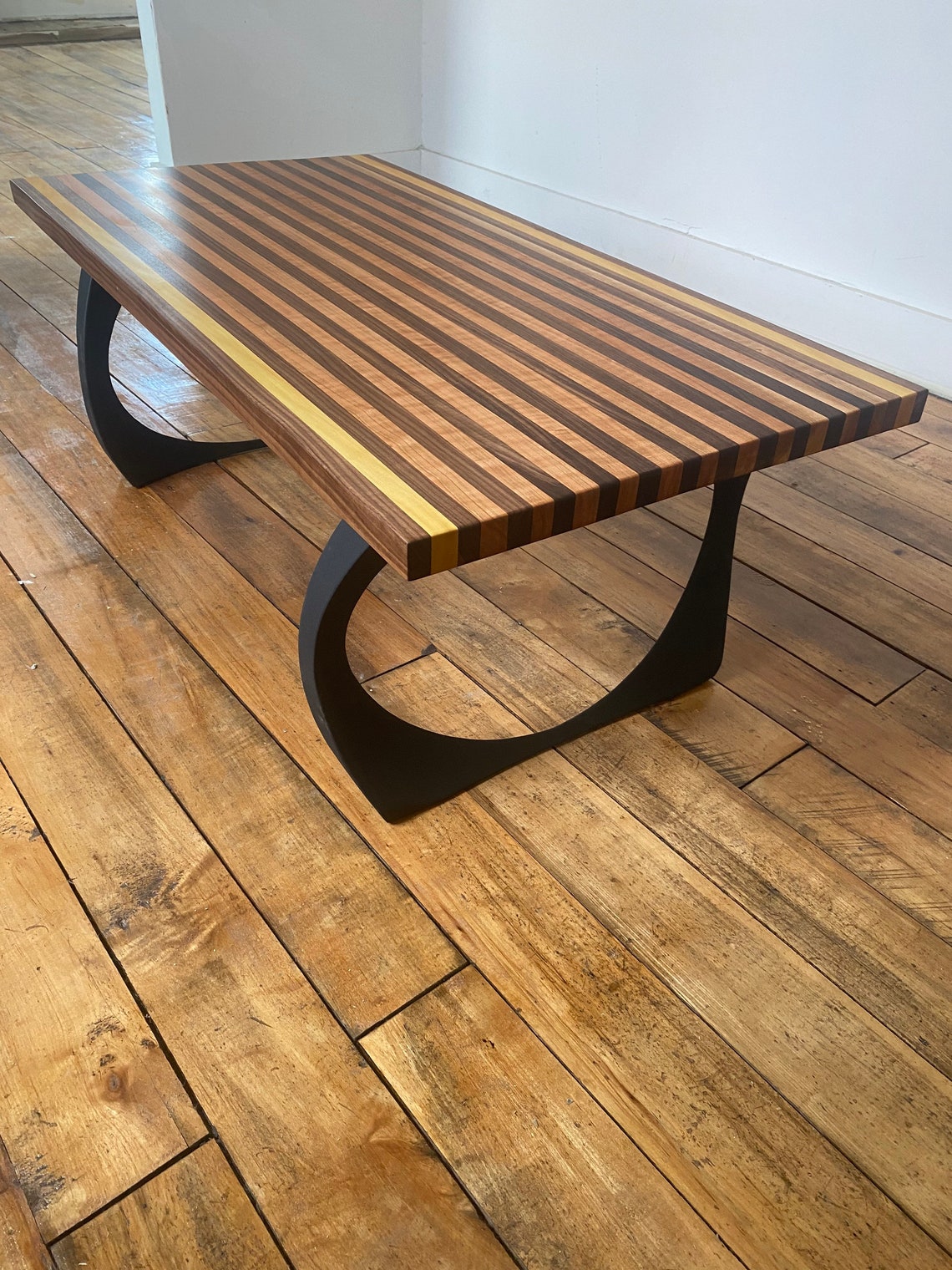 Butcher Block Table Solid Wood Coffee Table Wood and Steel - Etsy