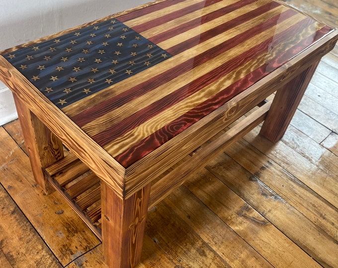 Rustic Wooden American Flag Table, Farm House American Flag Table ...