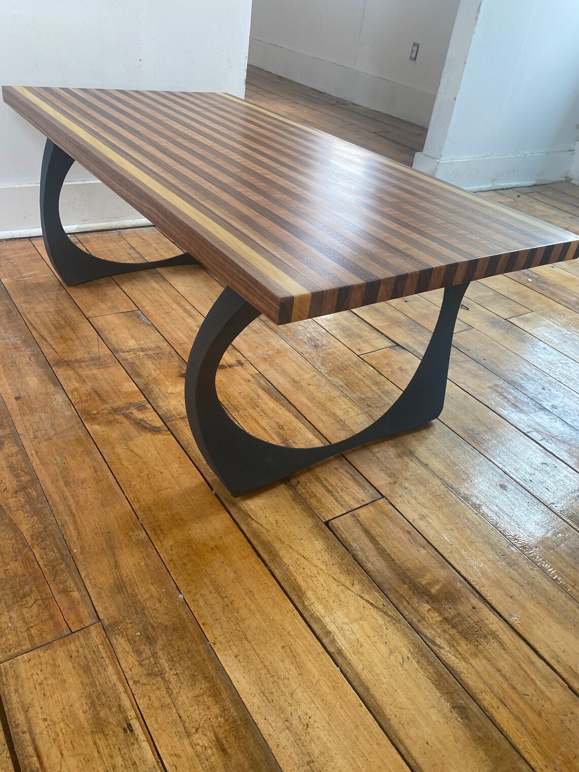 Butcher Block Table Solid Wood Coffee Table Wood and Steel - Etsy
