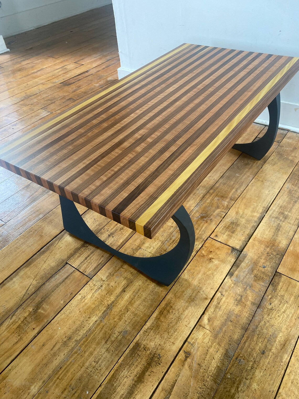 Butcher Block Table Solid Wood Coffee Table Wood and Steel - Etsy