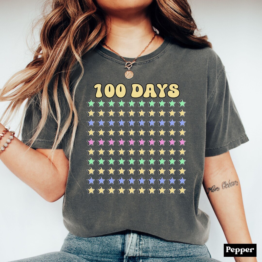 Comfort Colors® 100 Days of School Shirt, Cute Stars Shirt, 100 Days of ...
