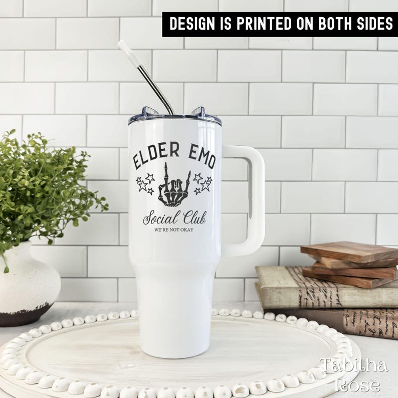 Elder Emo Social Club 40oz Tumbler With Handle, Elder Emo Cup, Emo ...