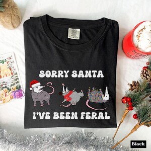 Comfort Colors® Sorry Santa I've Been Feral Shirt, Christmas Possum ...
