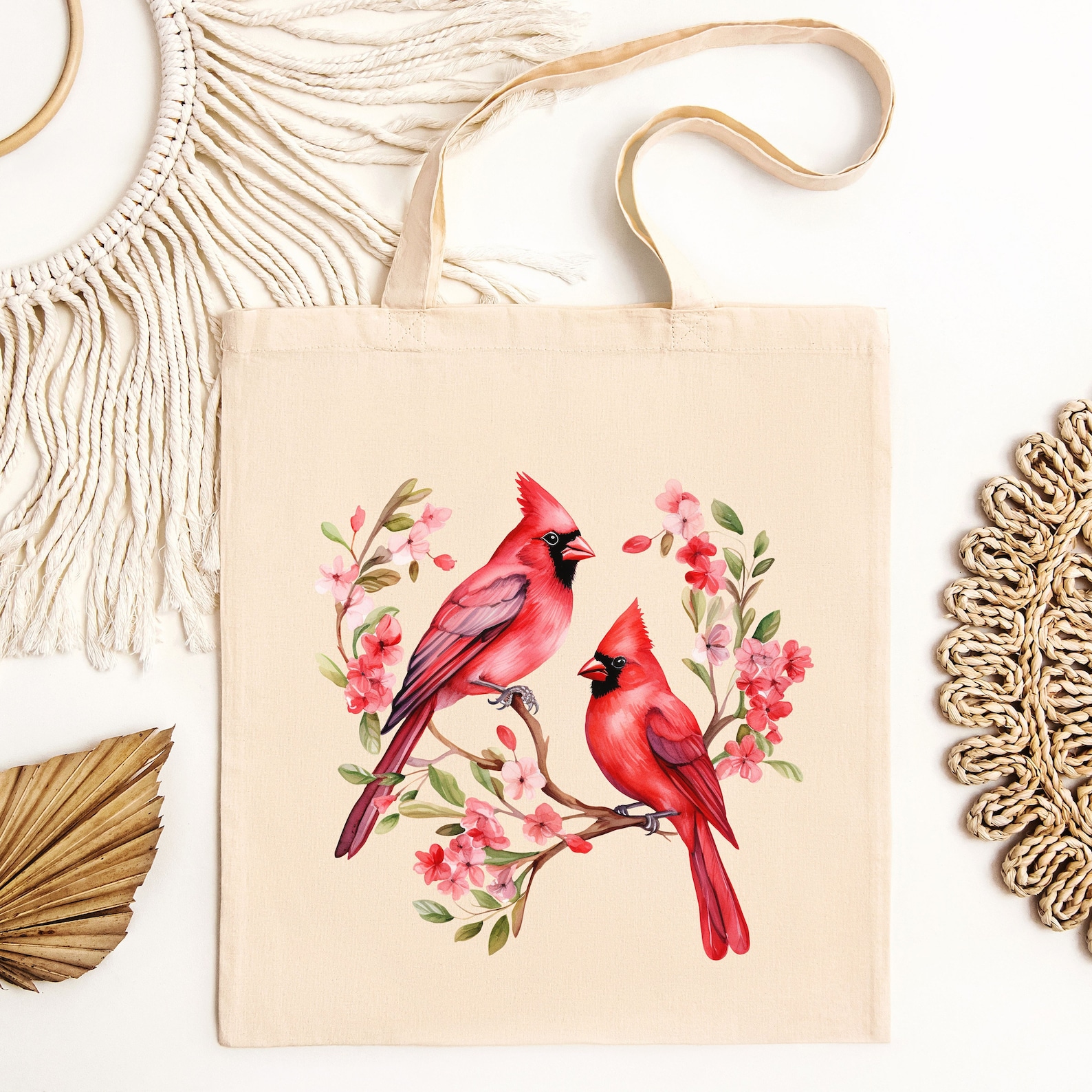 Red Cardinals Cotton Canvas Tote Bag, Bird Lover Gift, Cardinal Bird ...