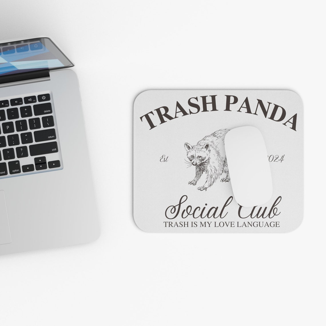 Raccoon Mouse Pad, Trash Panda Social Club Raccoon, Funny Racoon Decor ...