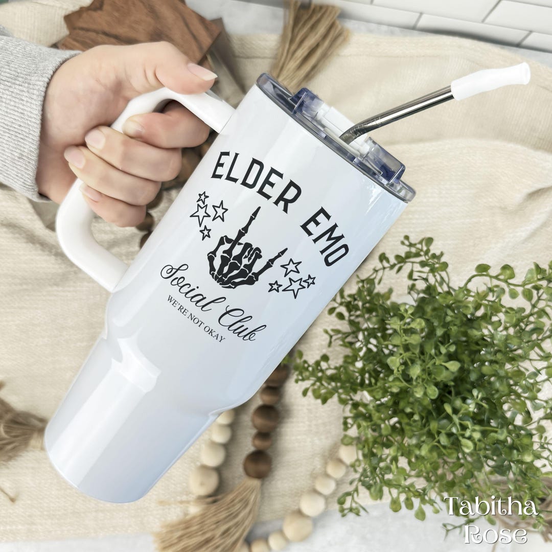 Elder Emo Social Club 40oz Tumbler With Handle, Elder Emo Cup, Emo ...