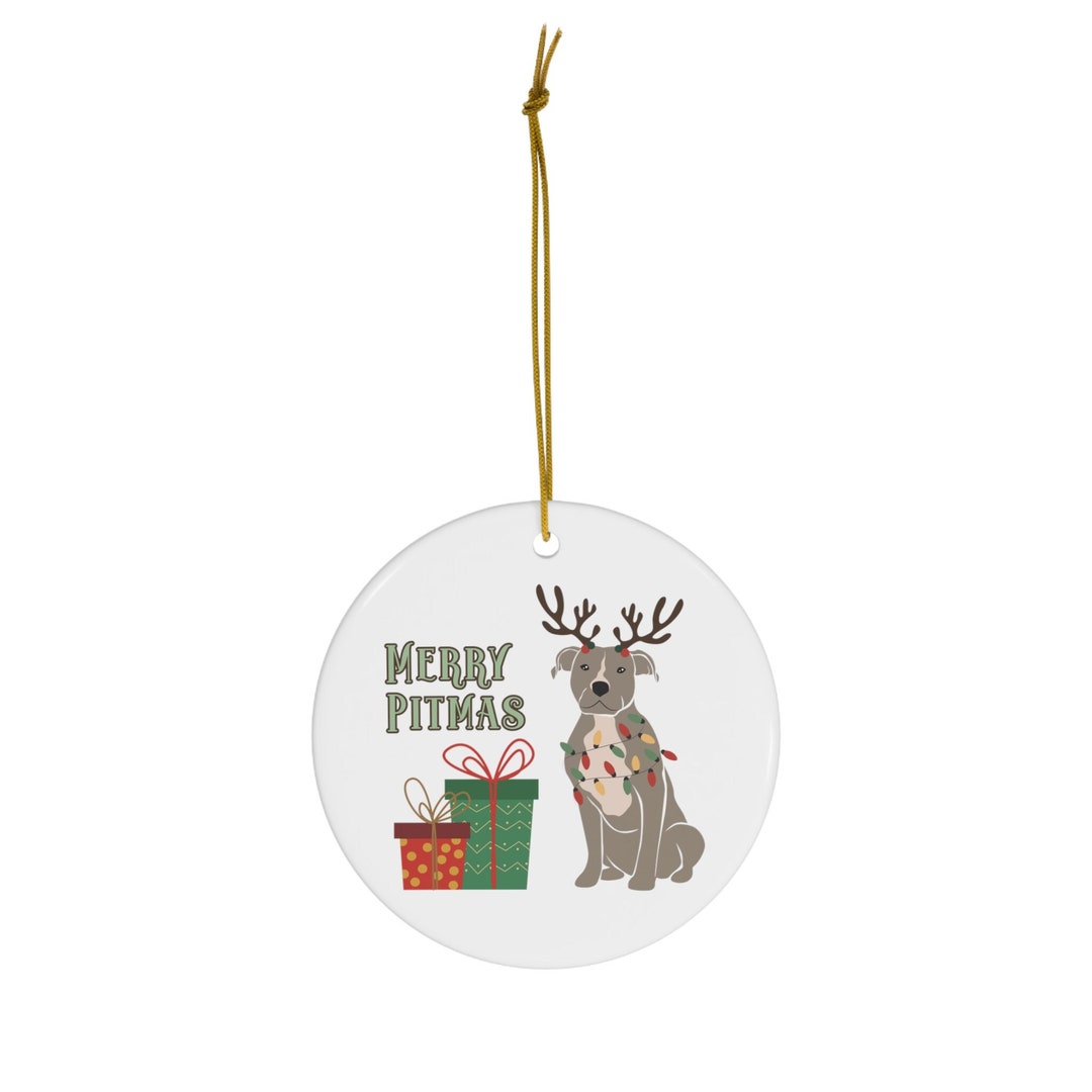 Dog Christmas Ornament, Merry Pitmas Pitbull Ornament, Dog Mom ...
