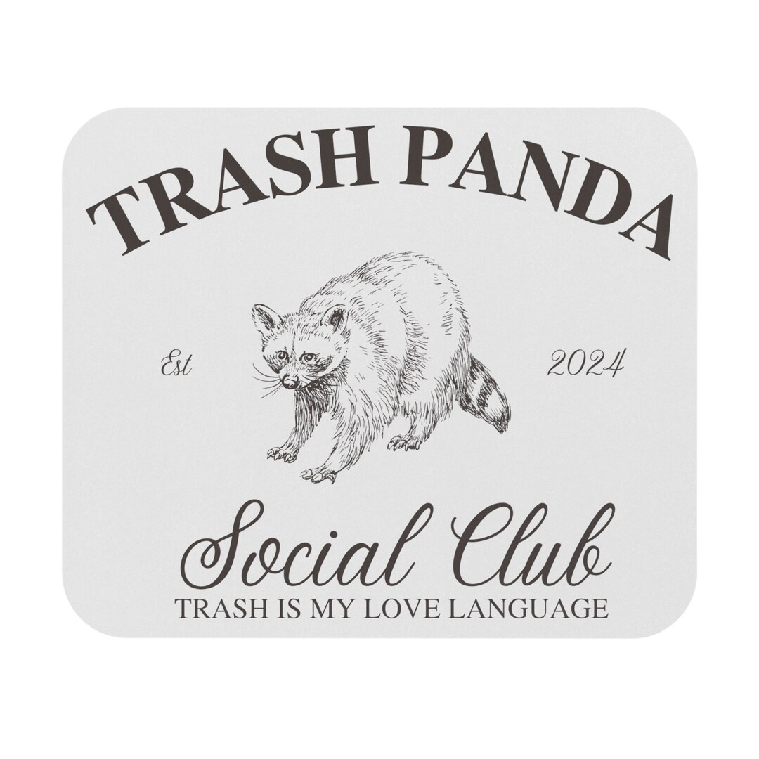 Raccoon Mouse Pad, Trash Panda Social Club Raccoon, Funny Racoon Decor ...
