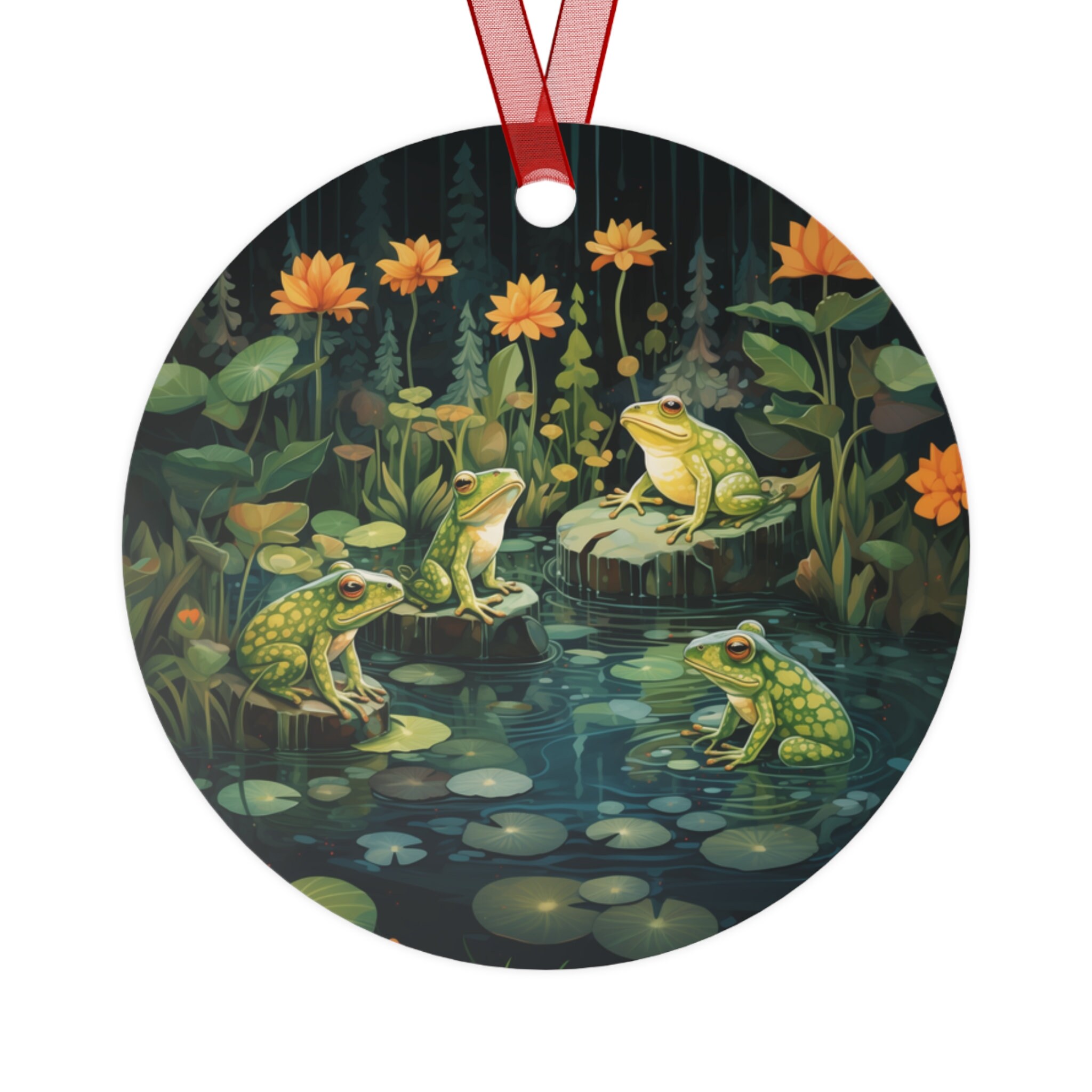 Frogs Around A Pond Metal Ornament, Goblincore Aesthetic Ornament ...