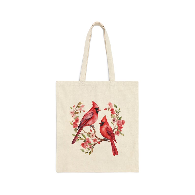 Red Cardinals Cotton Canvas Tote Bag, Bird Lover Gift, Cardinal Bird ...